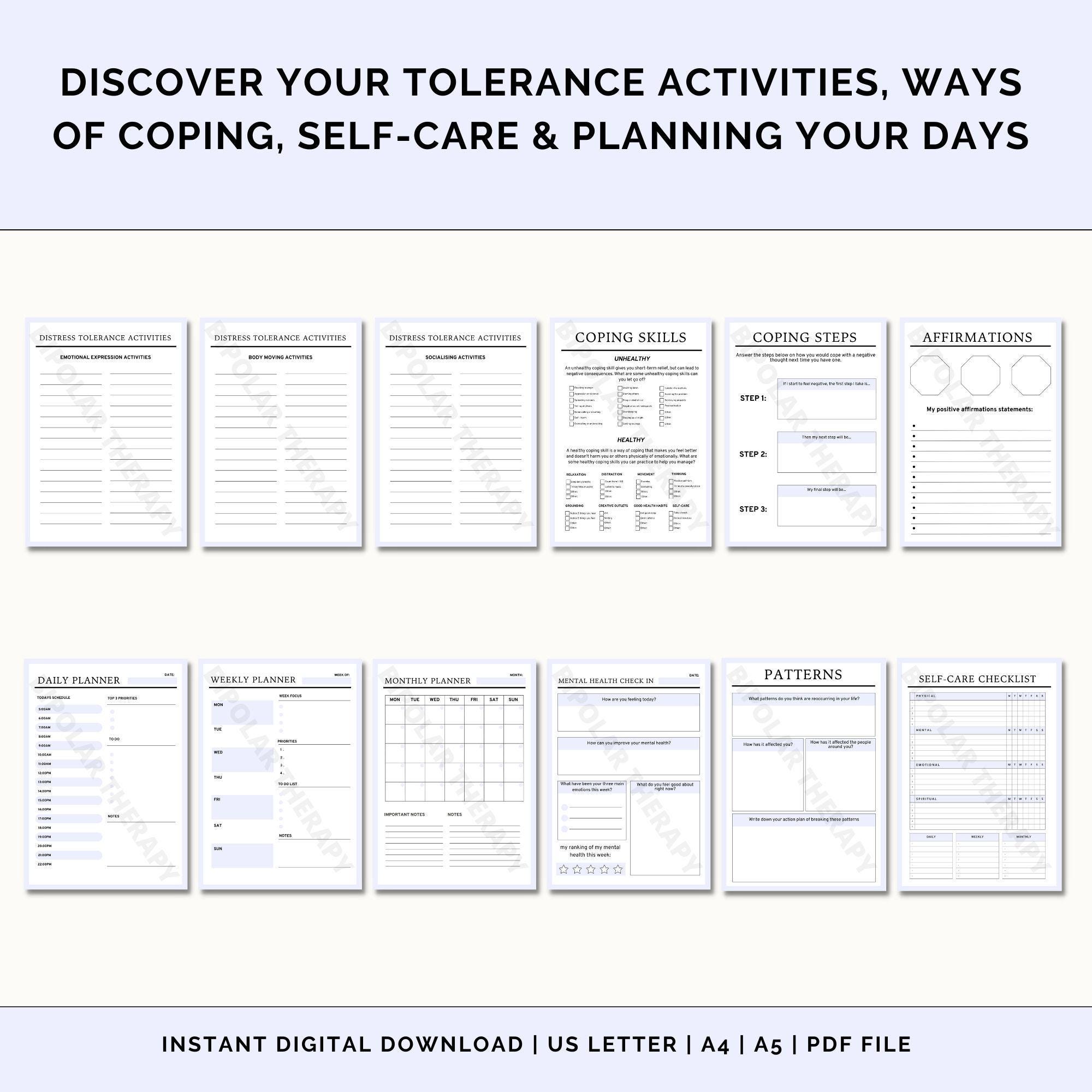 Bipolar Journal Printable, Bipolar Mood Tracker, Bipolar Disorder ...