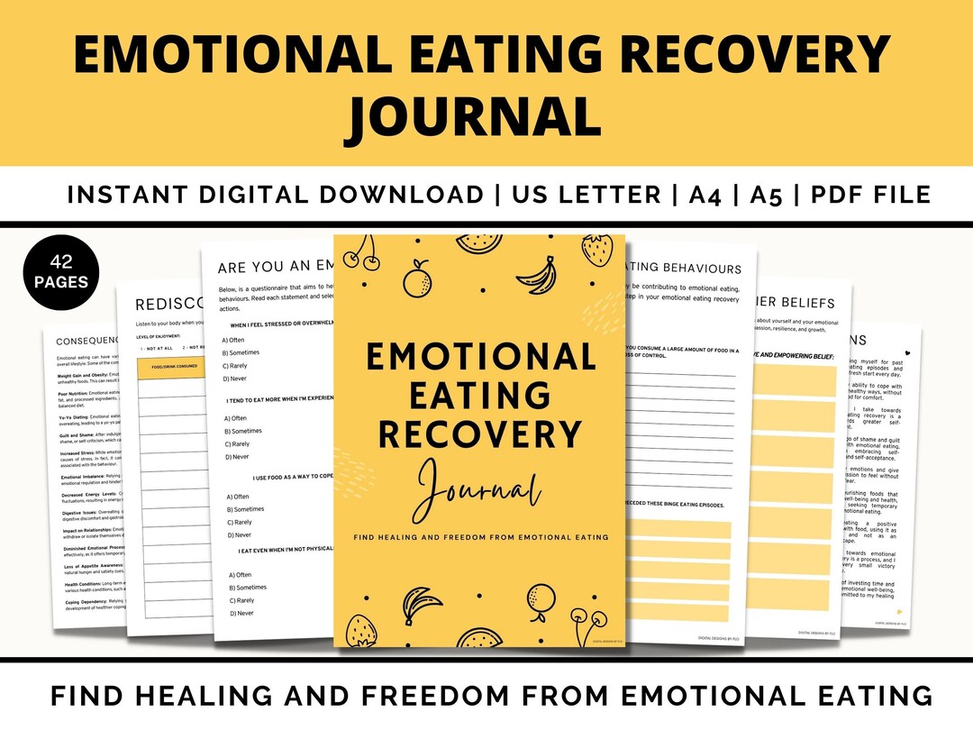 Emotional Eating Recovery Journal, Emotional Eat Tracker, Processing ...