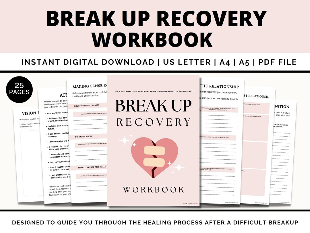 Breakup Processing Journal for Self Care, Breakdown Worksheets, Breakup ...