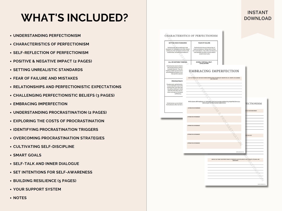 Perfectionism and Procrastination Workbook, Manage Your Perfectionism ...