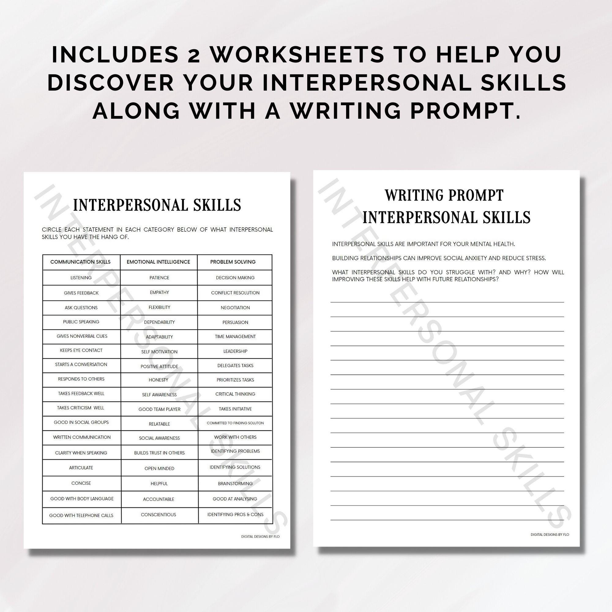 Printable Interpersonal Skills Worksheets, Communication Journal, CBT ...