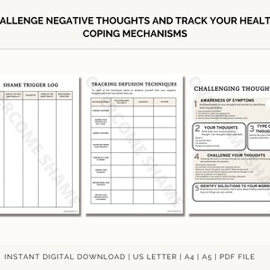 Overcome Shame Workbook Printable, Shame, Guilt, Embarrassment Distinct ...