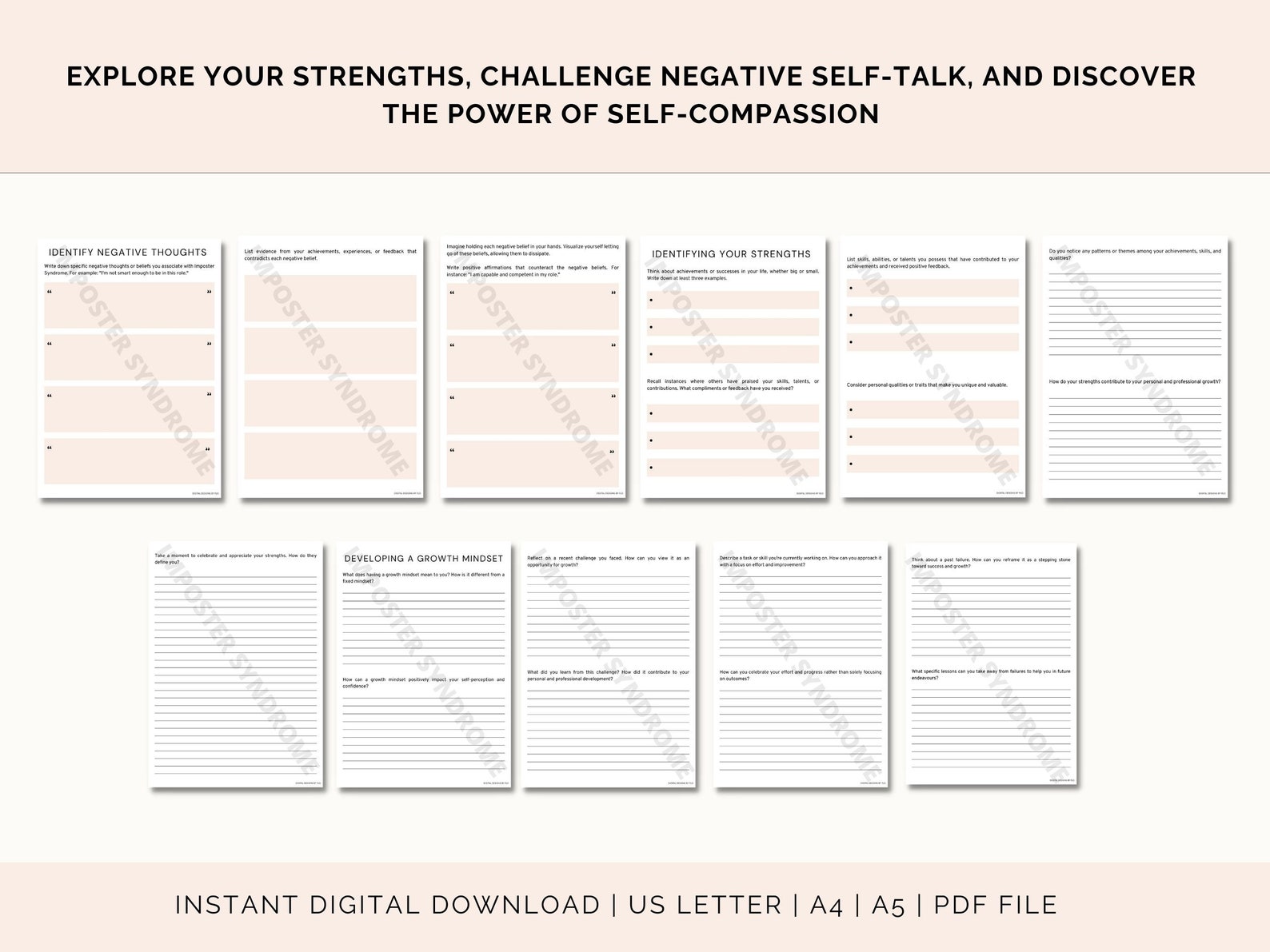 Imposter Syndrome Worksheets, Self Sabotage Workbook, Overcome ...