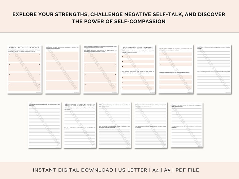 Imposter Syndrome Worksheets, Self Sabotage Workbook, Overcome ...