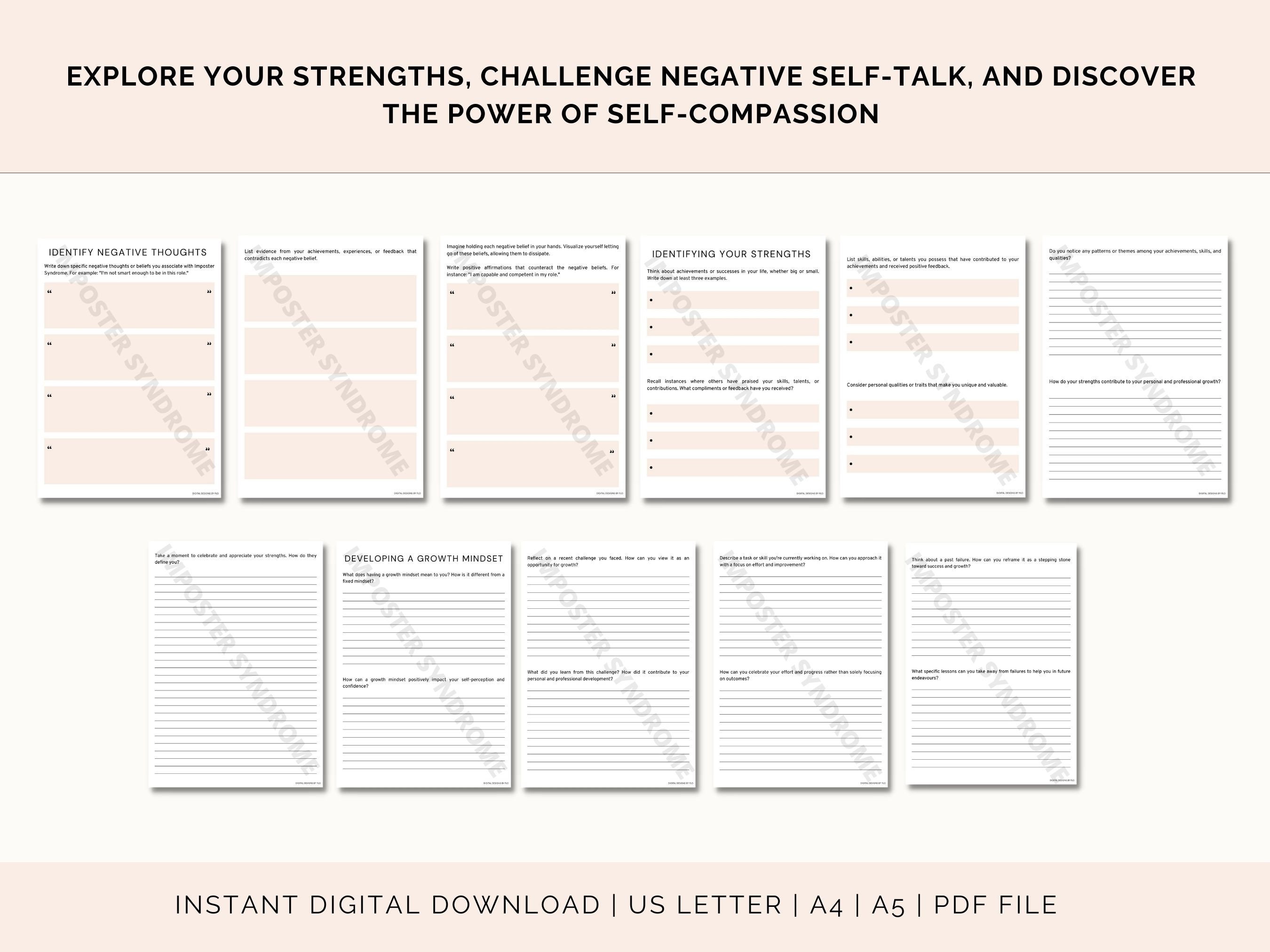 Imposter Syndrome Worksheets, Self Sabotage Workbook, Overcome ...