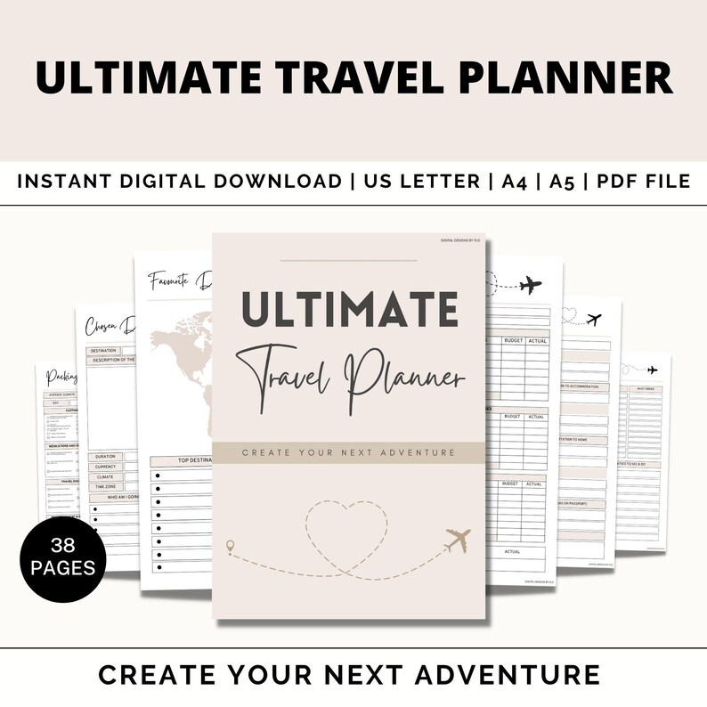 Ultimate Travel Planner Printable, Trip Itinerary, Packing List, Travel ...