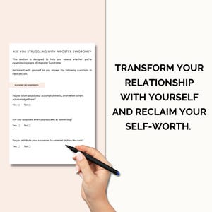 Imposter Syndrome Worksheets, Self Sabotage Workbook, Overcome Codependency, Boundaries, Self ...