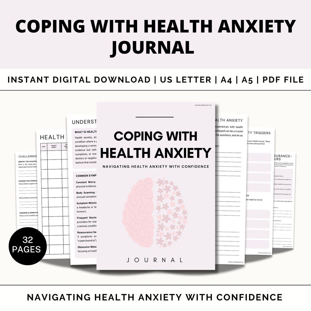 Health Anxiety Worksheet Journal, Anxiety Therapy Resource ...