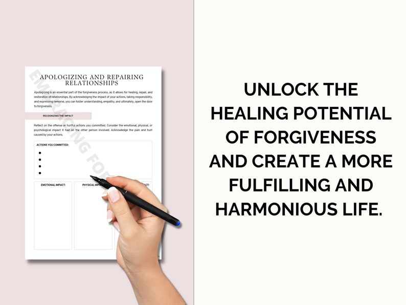 Forgiveness Workbook Printable, Forgiveness Worksheet, Forgiveness ...