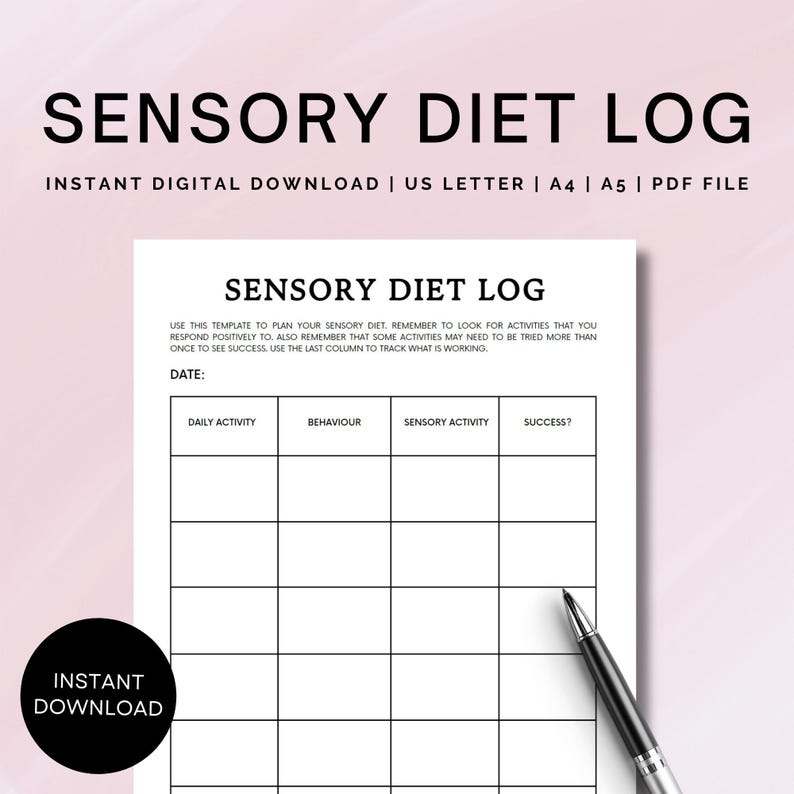 Sensory Diet Planner for Autism, ADHD, Sensory Processing Disorder ...