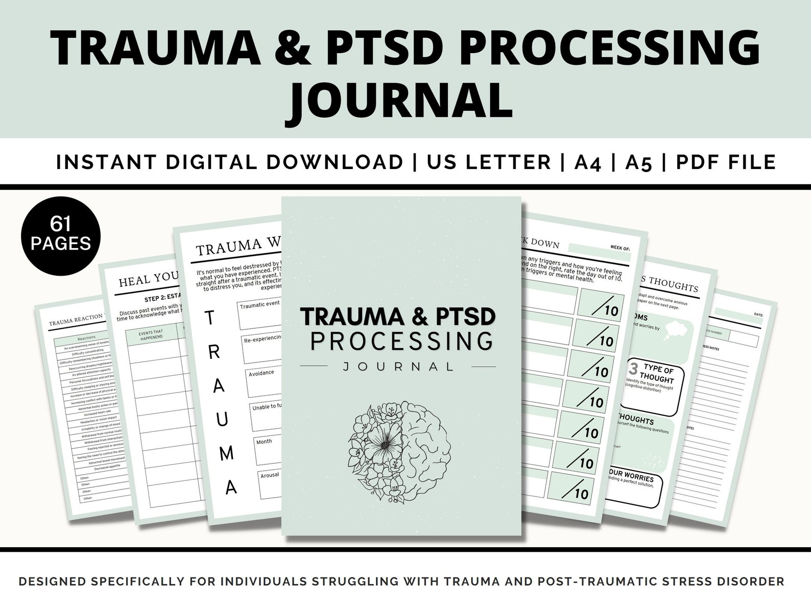 PTSD Workbook, Trauma Workbook, Trauma Therapy, Trauma Journal, PTSD ...