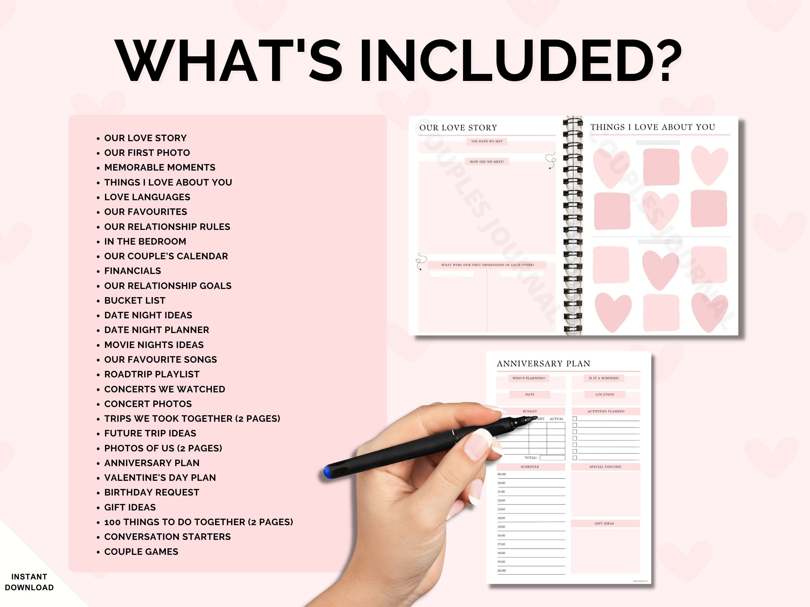 Printable Couple Journal, Relationship Planner, Relationship Goals ...