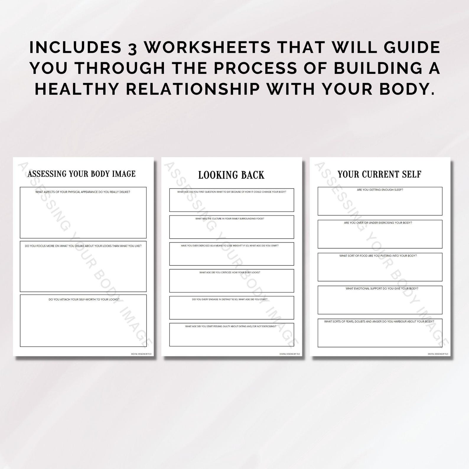 Body Image Worksheets, Body Positivity Workbook, Therapy Worksheet ...