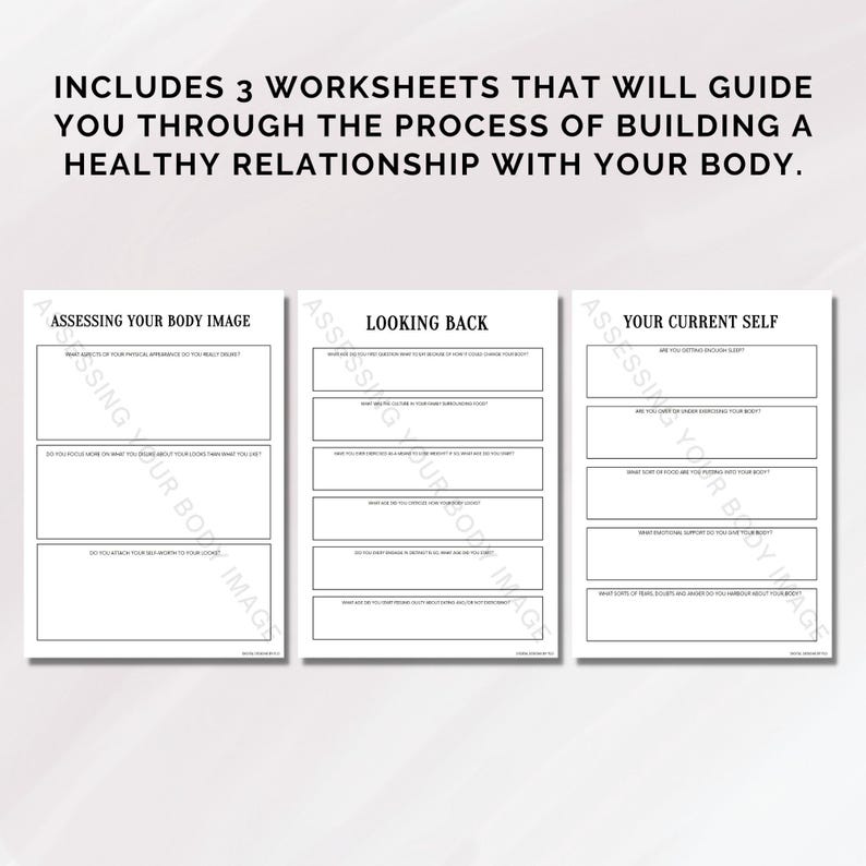 Body Image Worksheets, Body Positivity Workbook, Therapy Worksheet ...