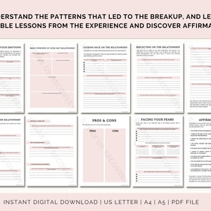 Breakup Processing Journal for Self Care, Breakdown Worksheets, Breakup ...