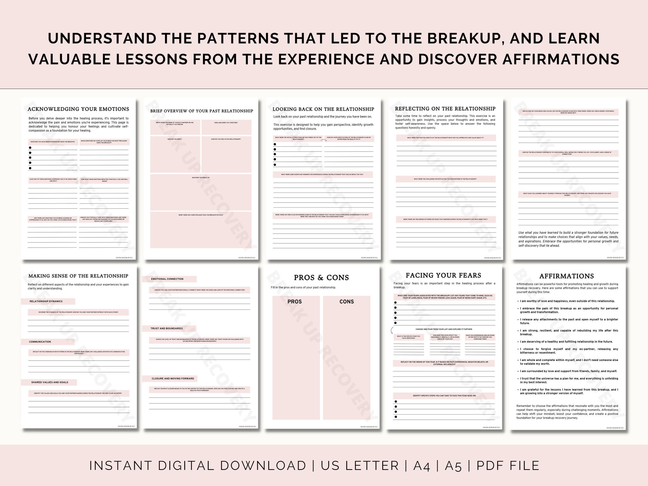 Breakup Processing Journal for Self Care Breakdown - Etsy