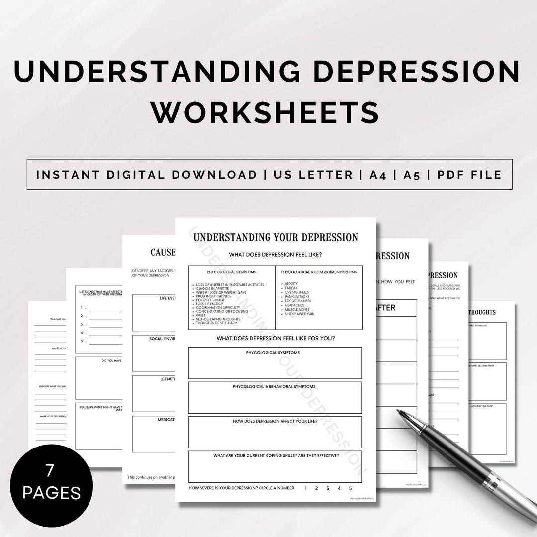Depression Worksheets, Depression Journal, Depression Therapy, CBT ...