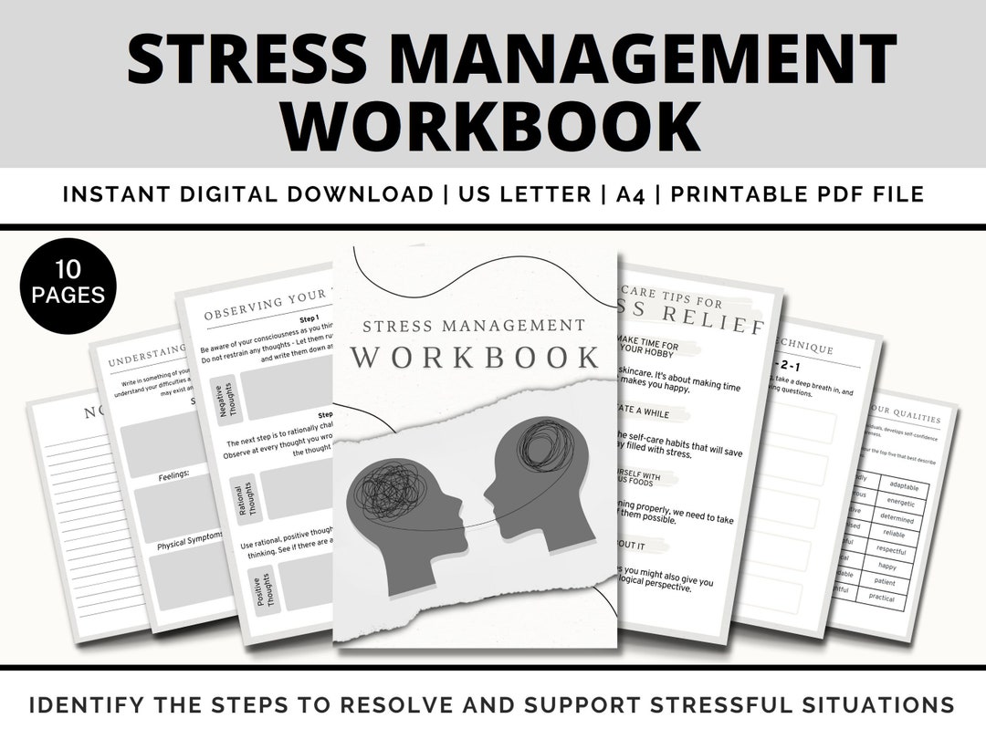 Workbook for Stress Management, Stress Anxiety, Stress Journal ...