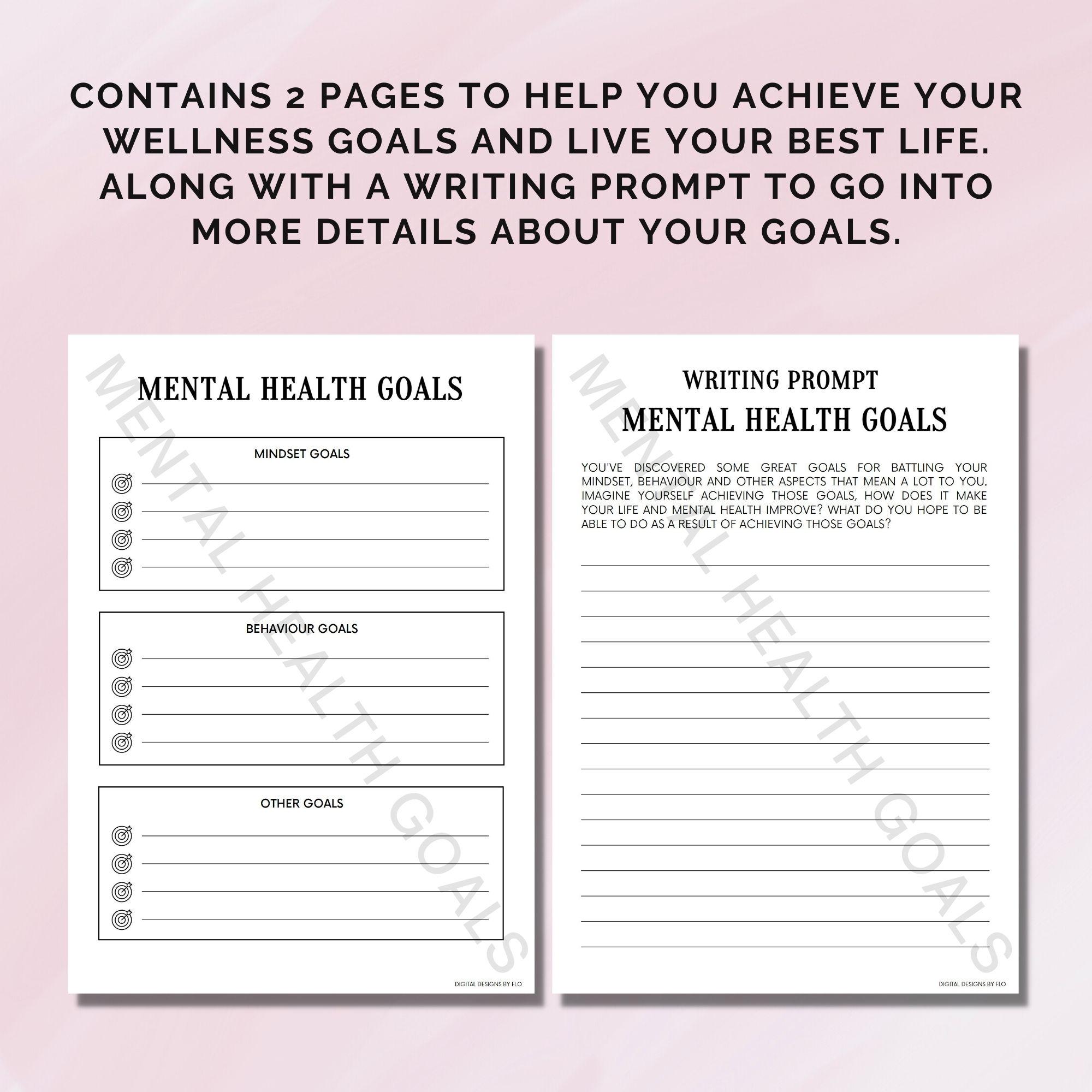 Mental Health Goal Setting, Goal Setting Worksheet, Goal Planner, Goal ...