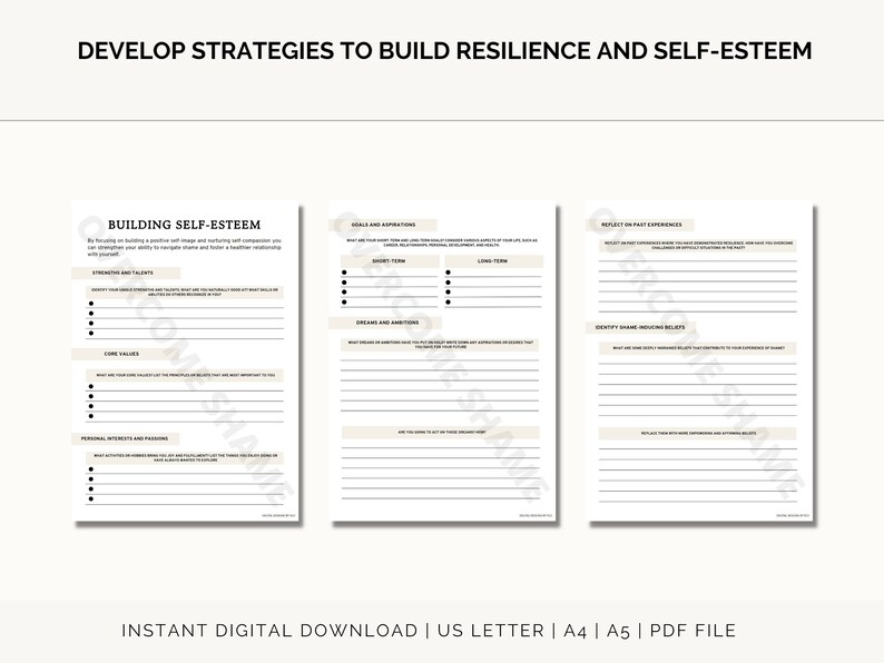 Overcome Shame Workbook Printable Shame Guilt Embarrassment - Etsy