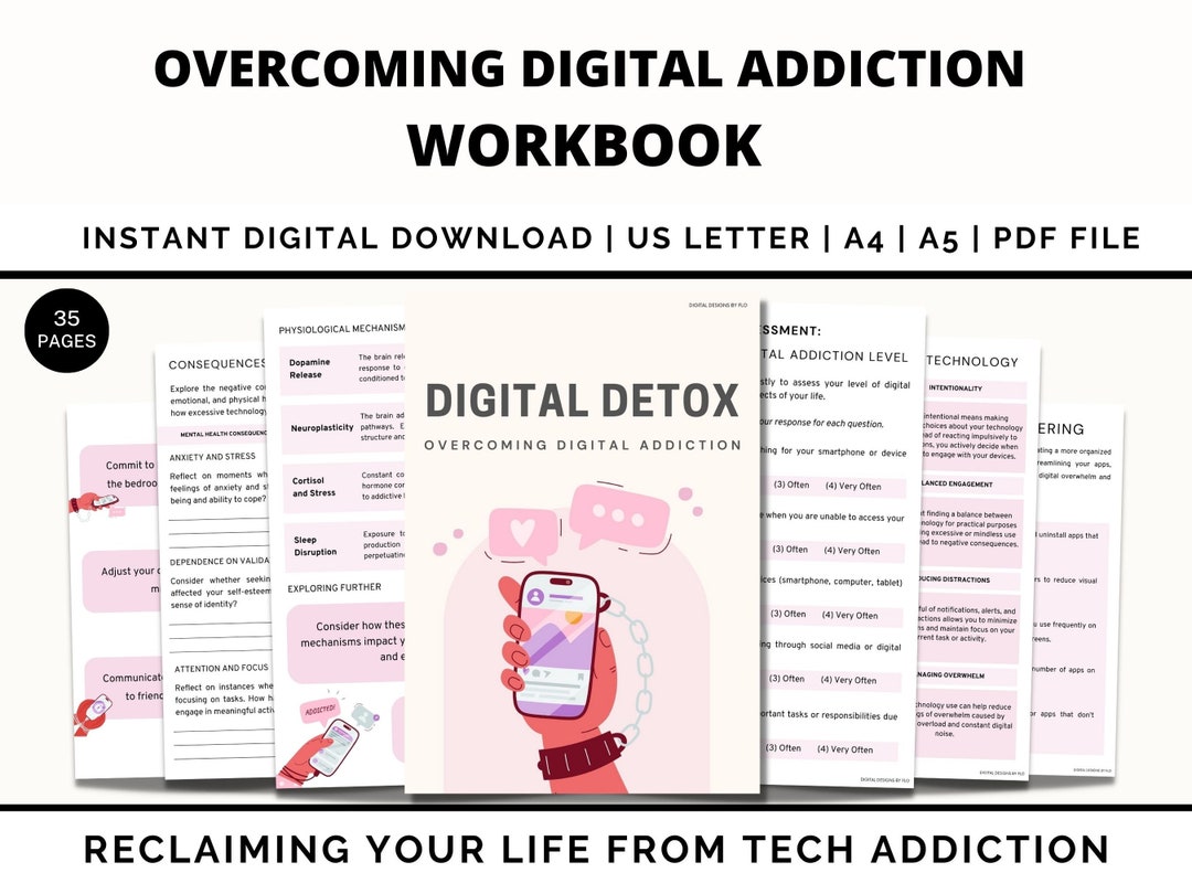 Overcoming Digital Addiction Worksheets, Screen Time Addiction ...