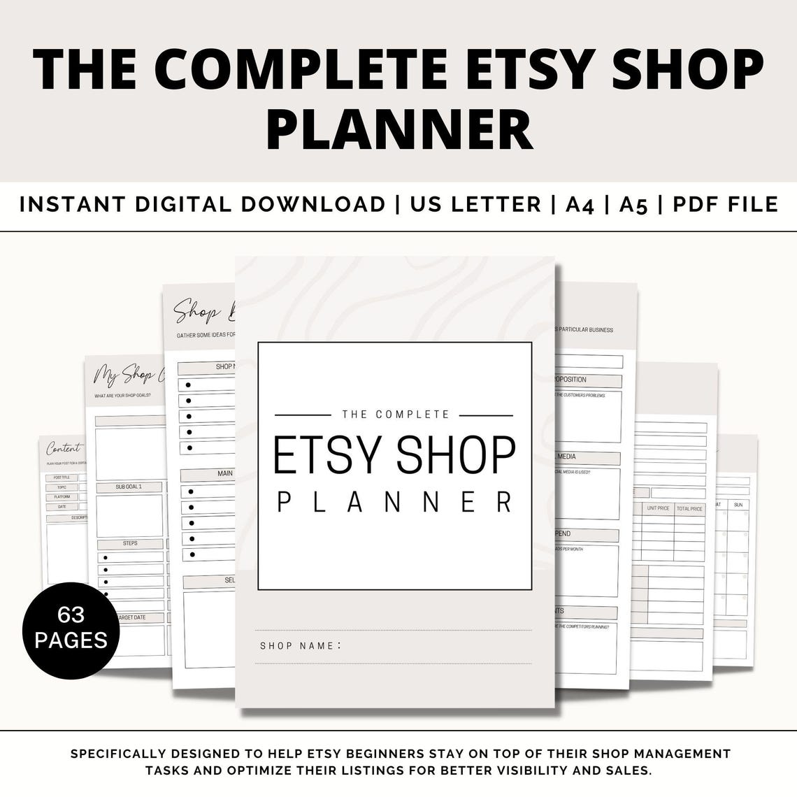 Etsy Shop Planner Printable, Etsy Business Plan, Etsy Seller Planner ...