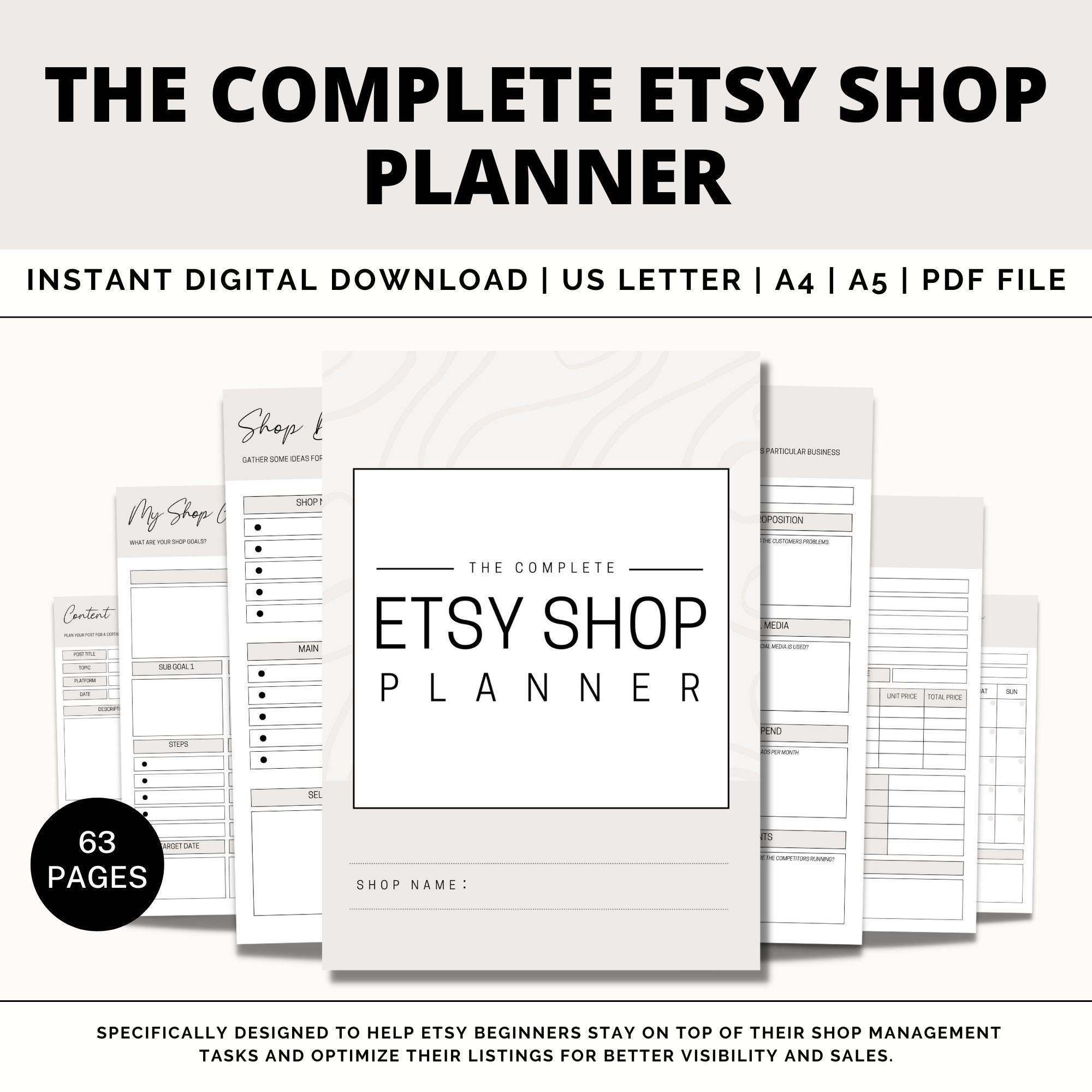 Etsy Shop Planner Printable, Etsy Business Plan, Etsy Seller Planner ...