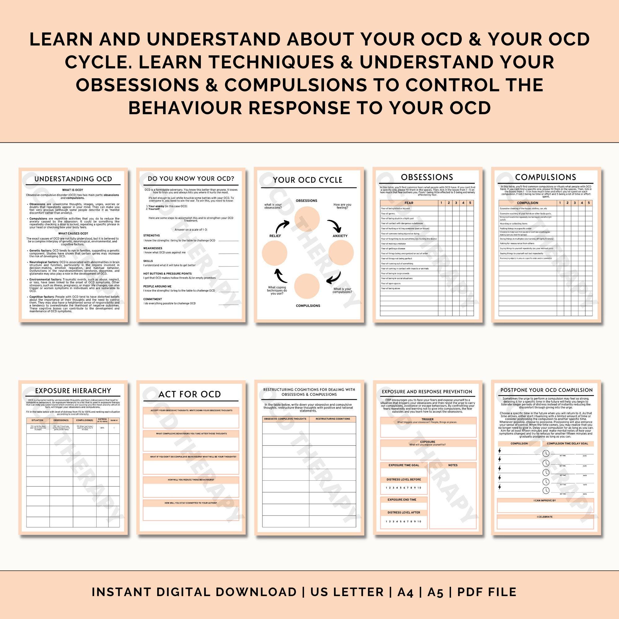 OCD Workbook, OCD Therapy Planner Printable, Obsessive Compulsive ...