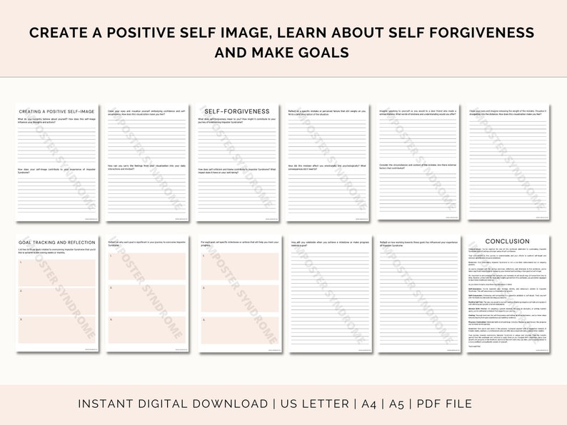 Imposter Syndrome Worksheets, Self Sabotage Workbook, Overcome ...