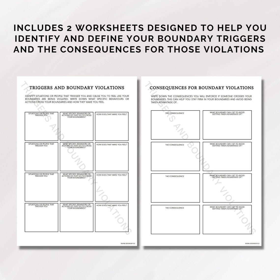 Triggers and Boundary Violations Worksheet, Setting Boundaries ...