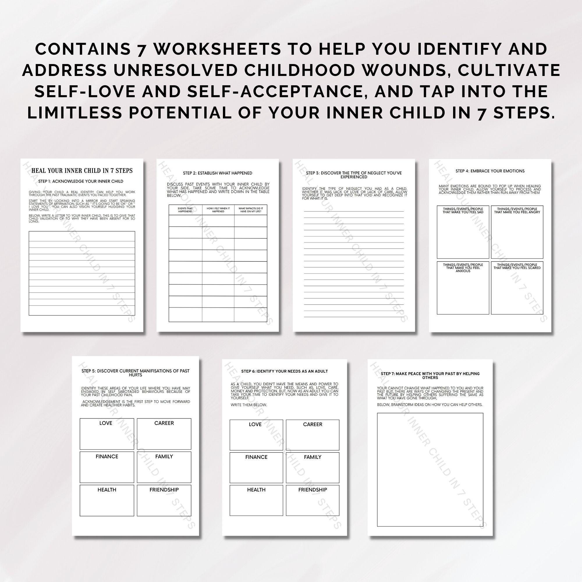 Inner Child Worksheets Printable, Inner Child Workbook, Inner Child ...