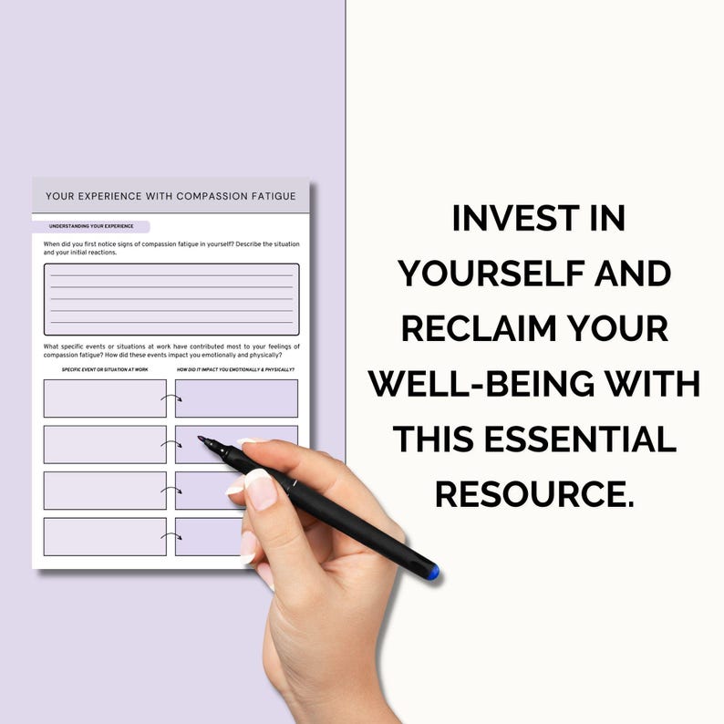 Compassion Fatigue Workbook, Burnout Recovery, Self Compassion Toolkit ...