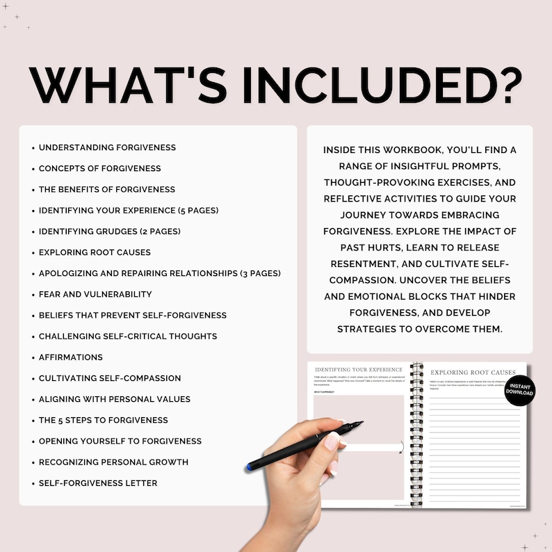Forgiveness Workbook Printable, Forgiveness Worksheet, Forgiveness ...