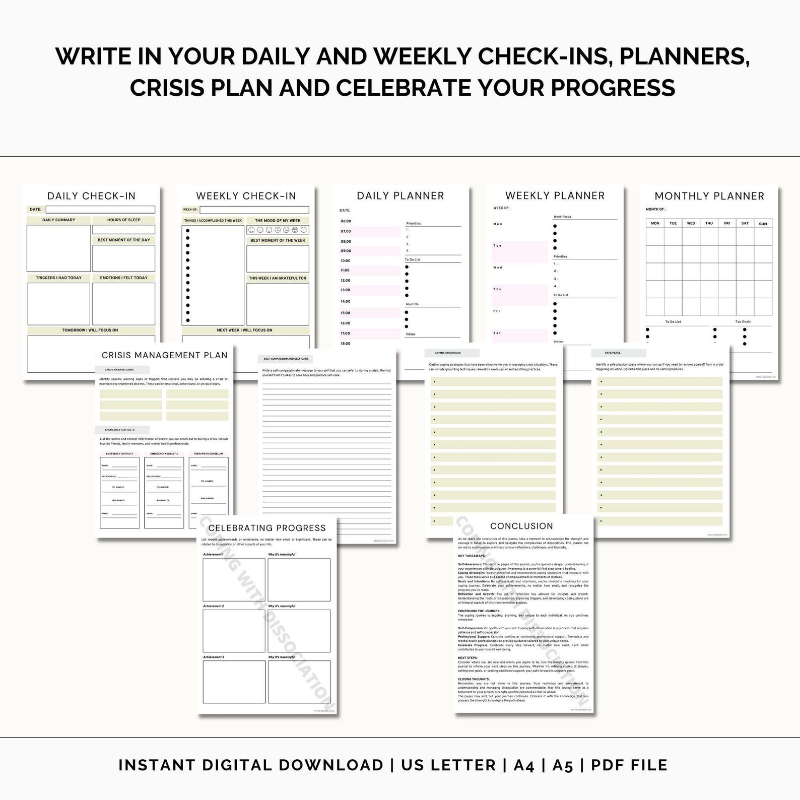 Printable Dissociation Journal, Dissociative Disorders, Trauma Therapy ...