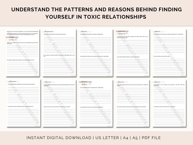 Toxic Relationship Workbook, Breakdown Worksheets, Relationship Therapy ...