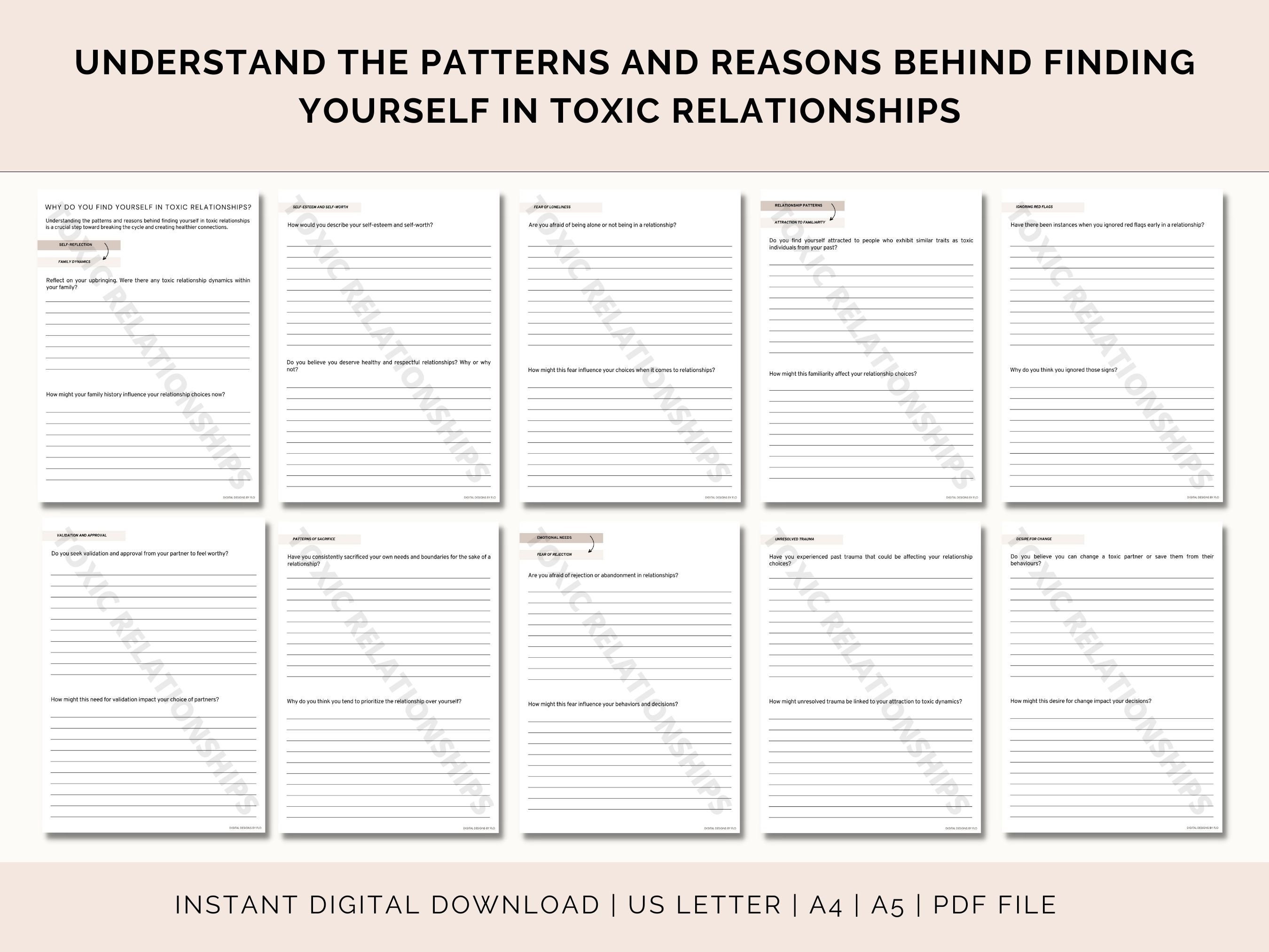 Toxic Relationship Workbook, Breakdown Worksheets, Relationship Therapy ...