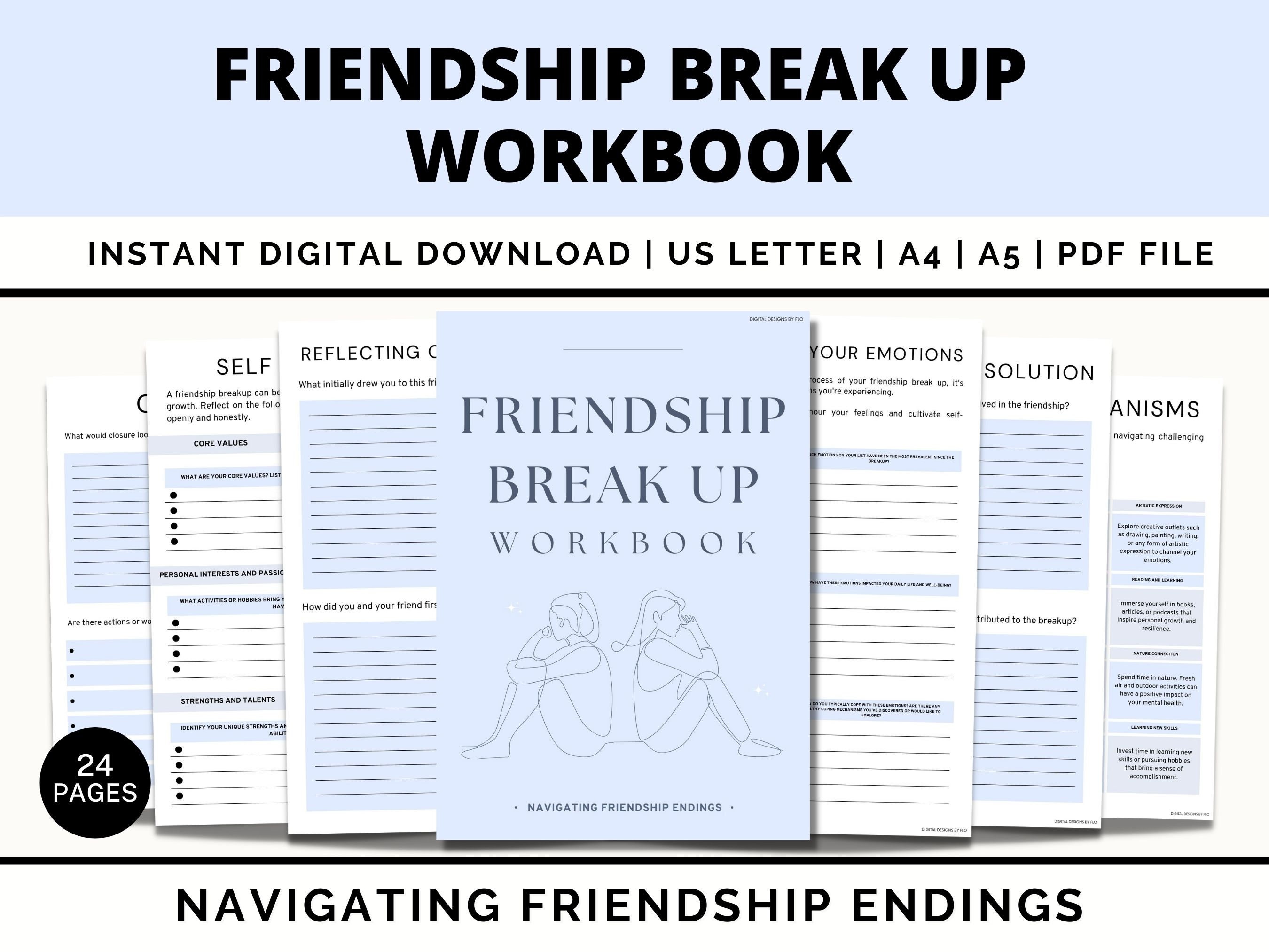 Printable Friendship Breakup Journal, Breakdown Worksheets, Breakup ...