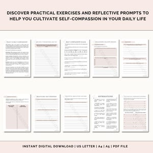 Self-compassion Workbook Printable, Self Care Journal, Therapy ...