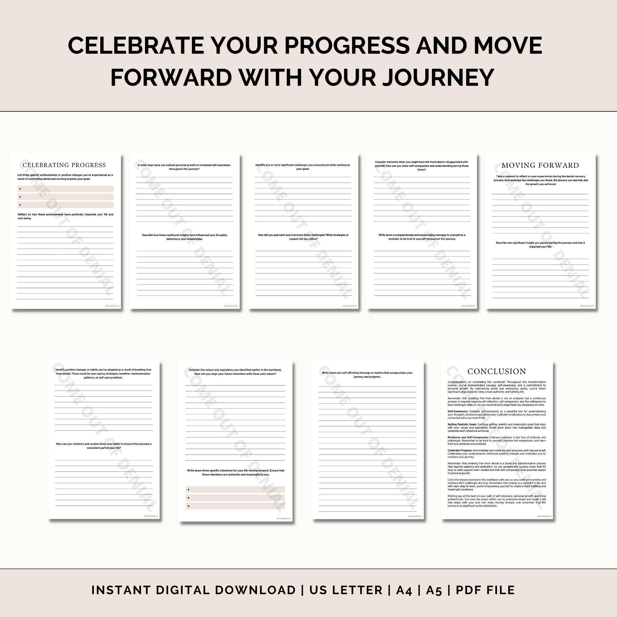 Managing Denial Workbook, Boundaries Workbook, Self Help, CBT Coping ...