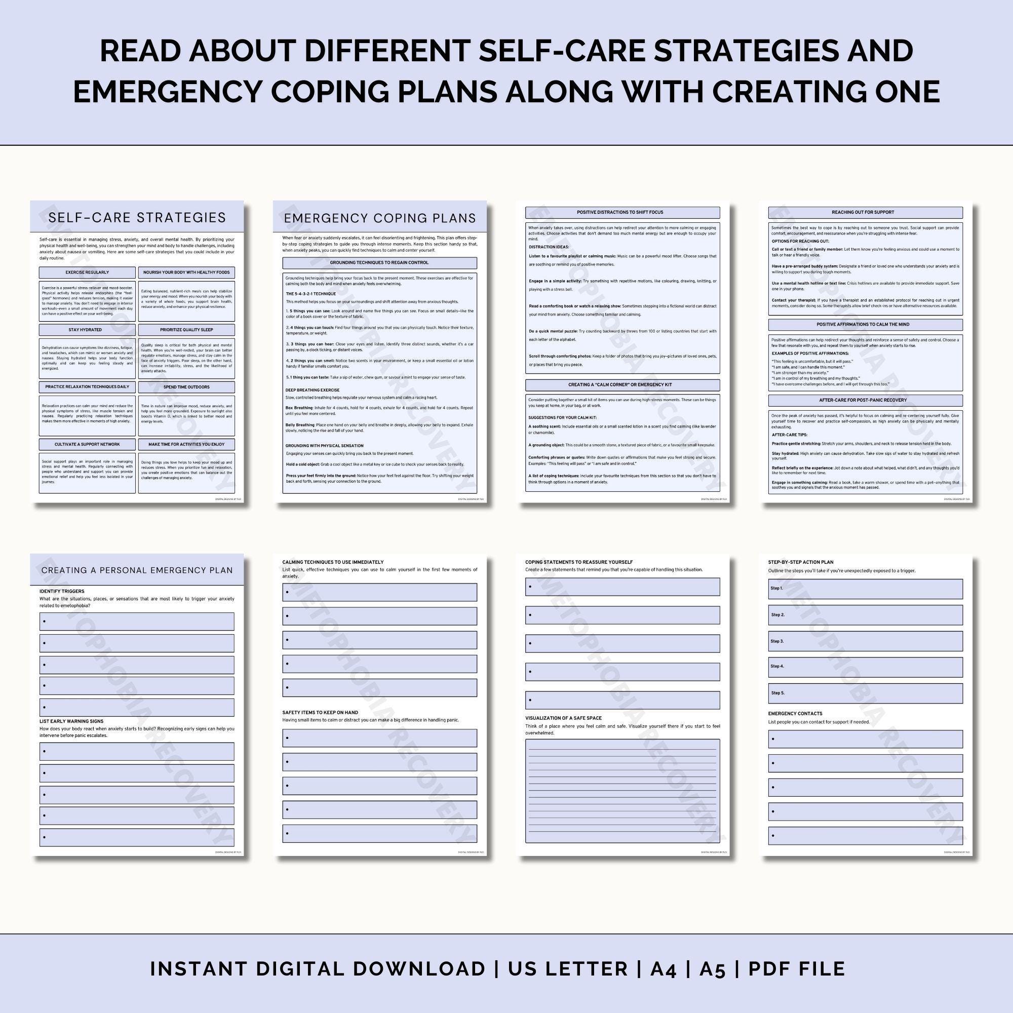 Emetophobia Recovery Journal, Phobia Worksheets for Managing Anxiety ...