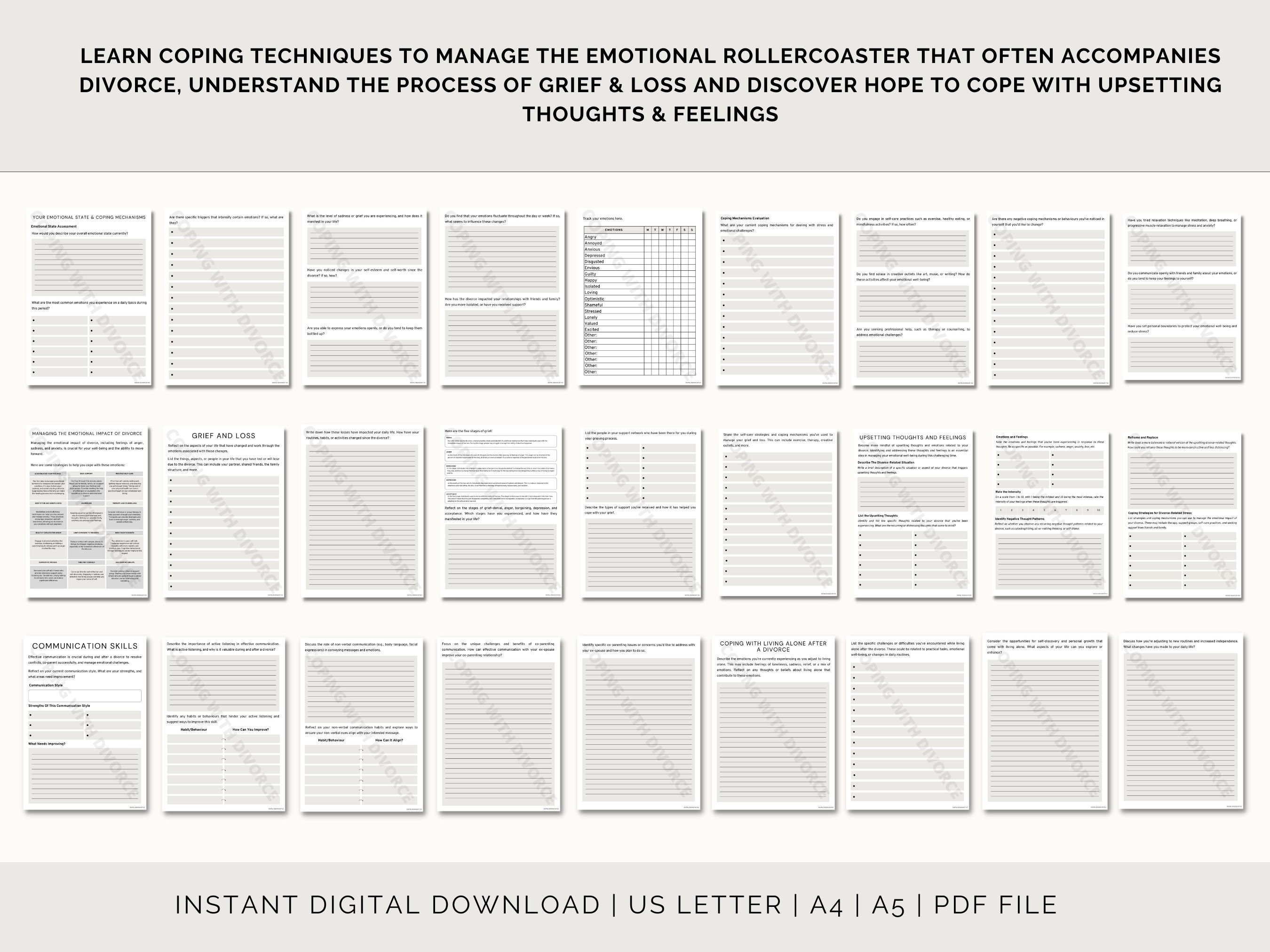 Divorce Therapy Workbook, Coping With Divorce for Adults, Breakup ...