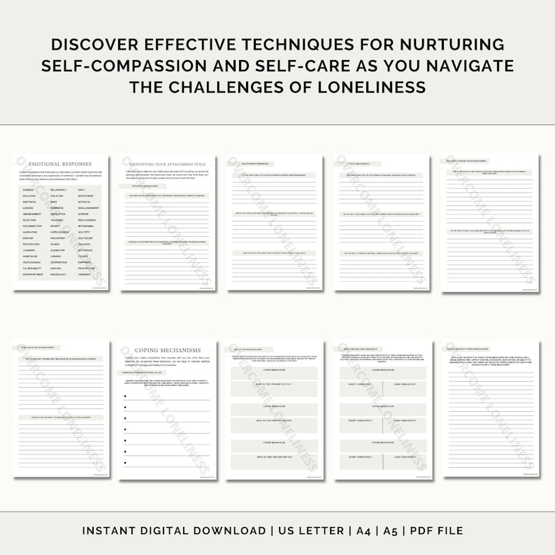 Overcome Loneliness Workbook Printable, Dealing With Loneliness, People ...