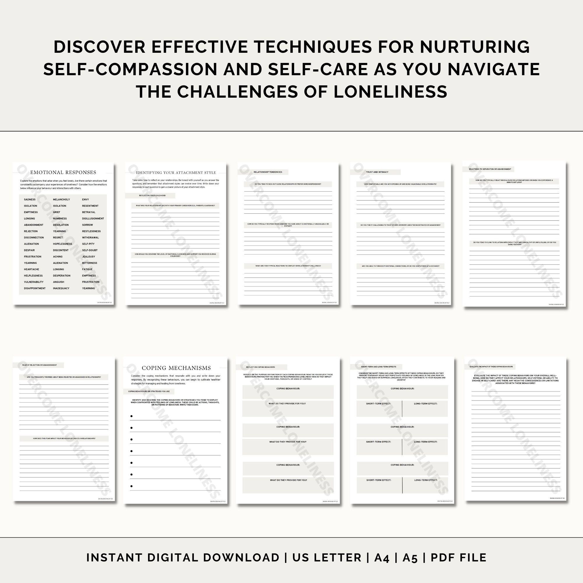 Overcome Loneliness Workbook Printable, Dealing With Loneliness, People ...