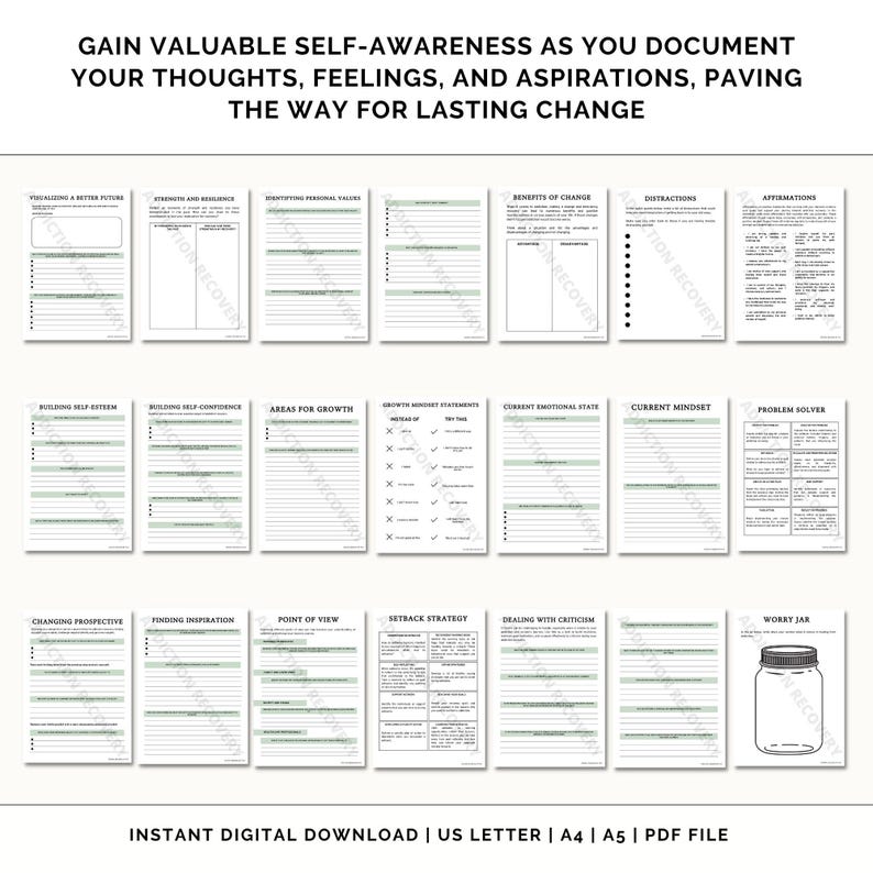 Addiction Recovery Worksheets Printable, Addiction Recovery Journal ...