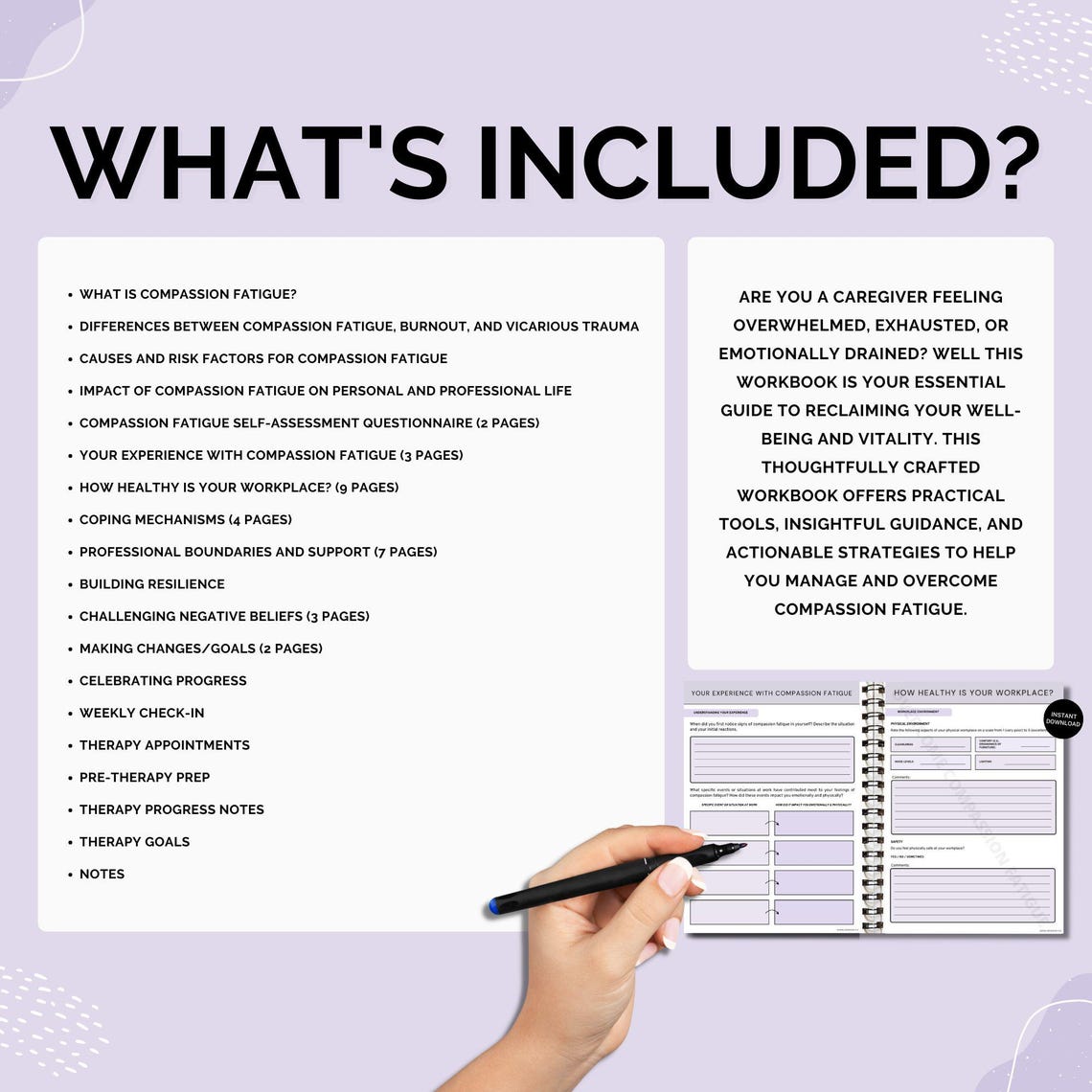 Compassion Fatigue Workbook, Burnout Recovery, Self Compassion Toolkit ...