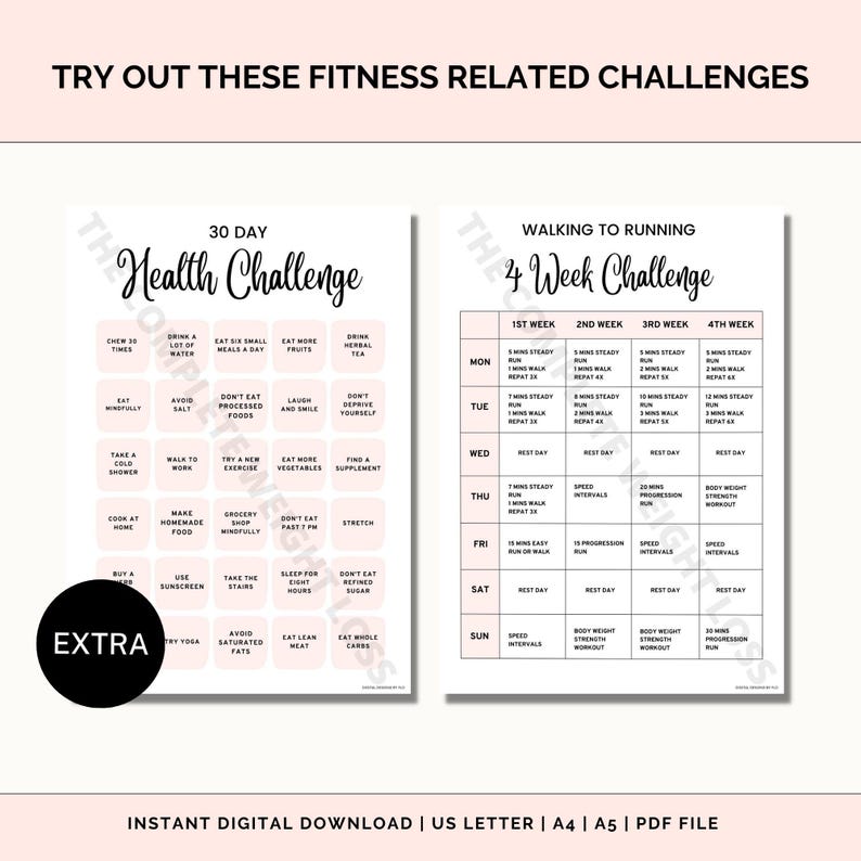 Printable Health and Fitness Journal, Weight Loss Tracker, Fitness ...