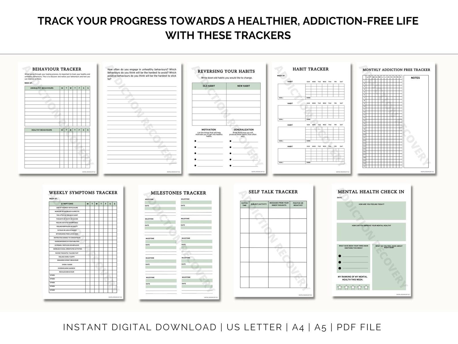 Addiction Recovery Worksheets Printable, Addiction Recovery Journal ...