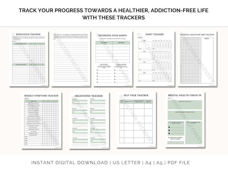 Addiction Recovery Worksheets Printable, Addiction Recovery Journal ...