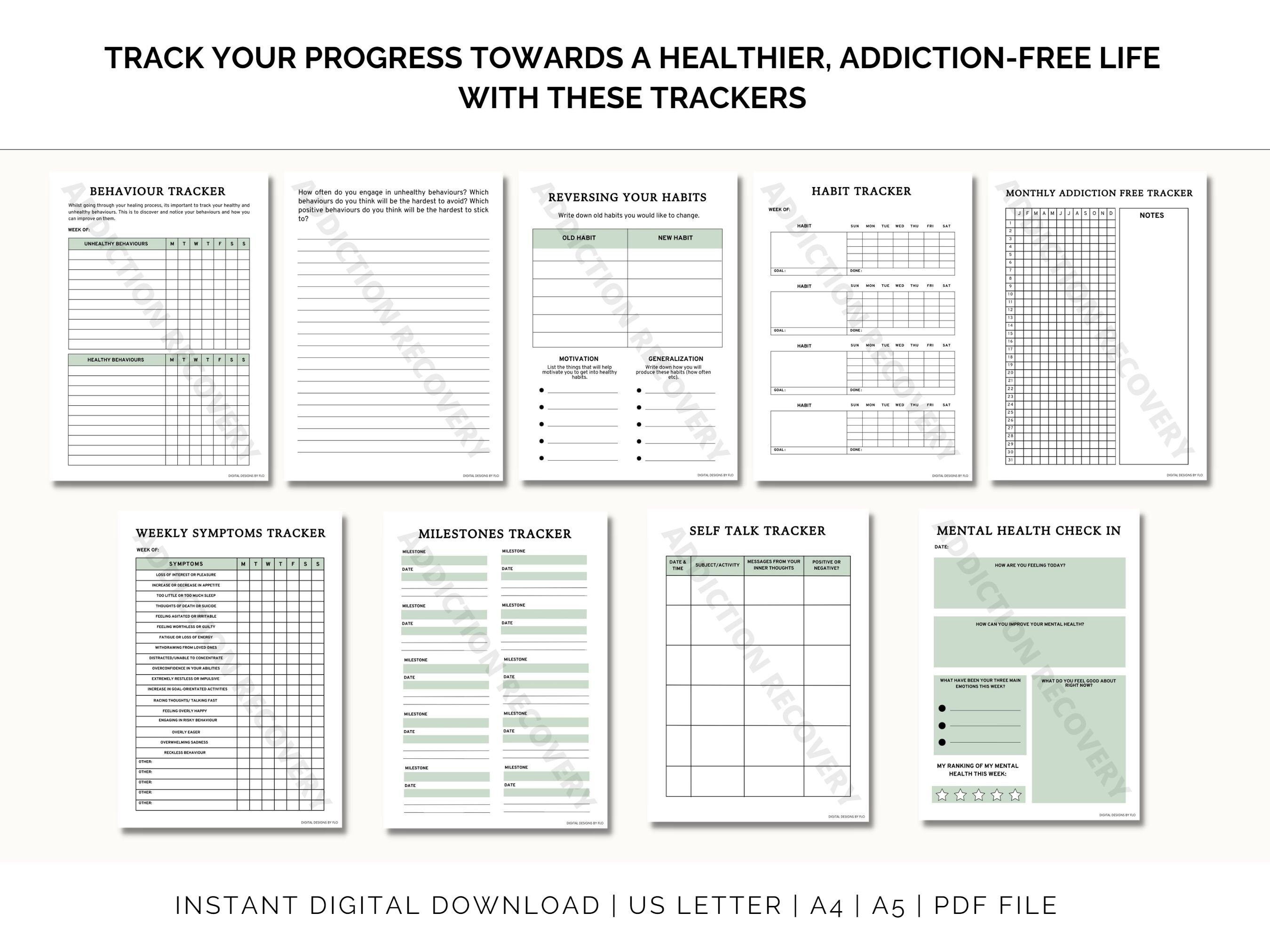 Addiction Recovery Worksheets Printable, Addiction Recovery Journal ...
