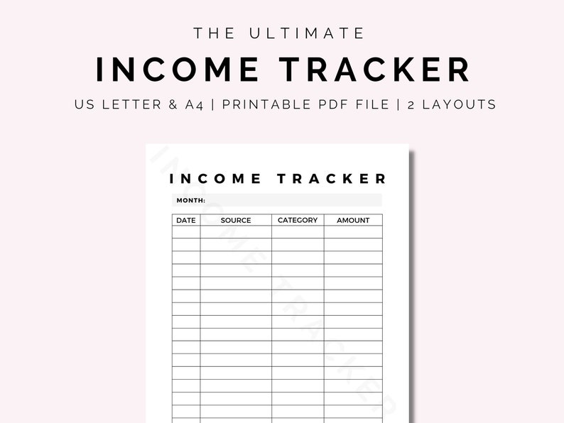 Income Tracker Printable, Expense Tracker, Budget Planner, Finance ...